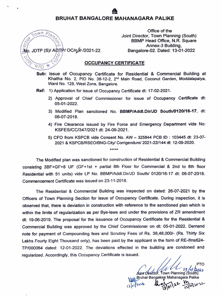 Occupancy Certificate | PDF | Elevator | Stairs