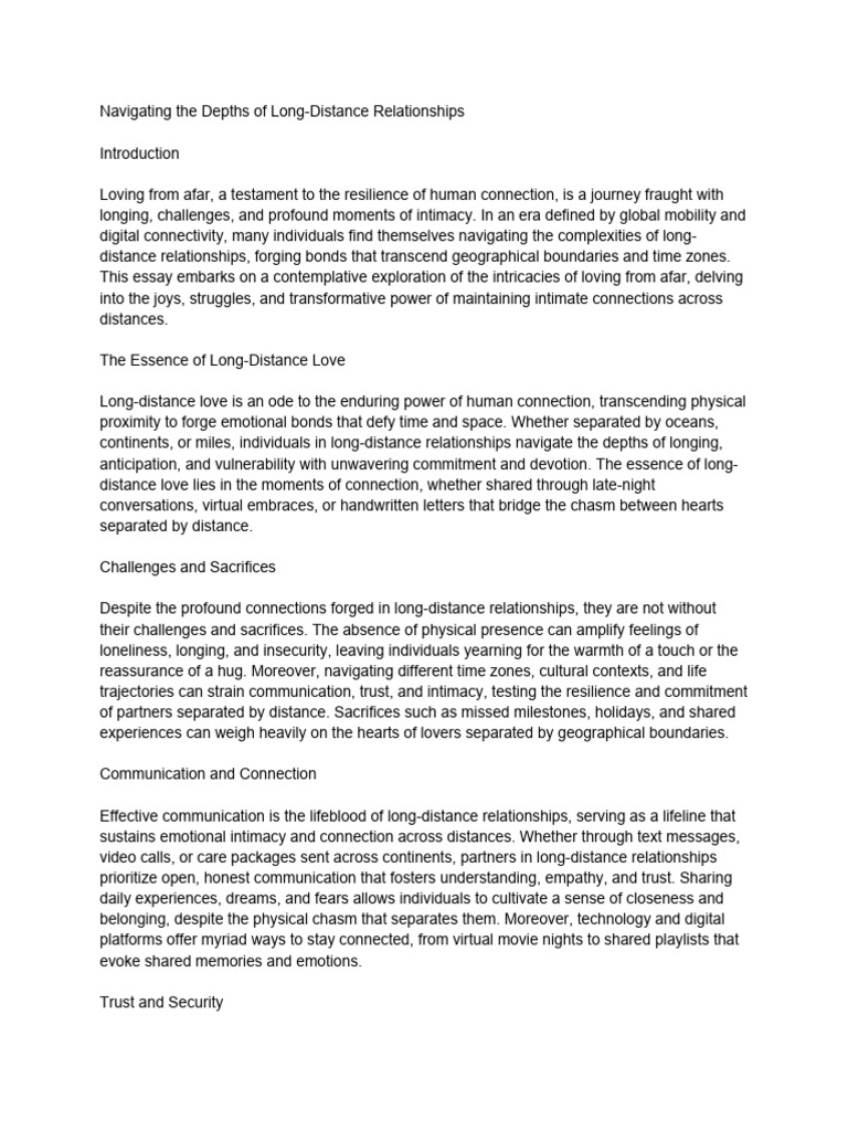 Long-Distance Love: Challenges & Joys | PDF | Intimate Relationships ...