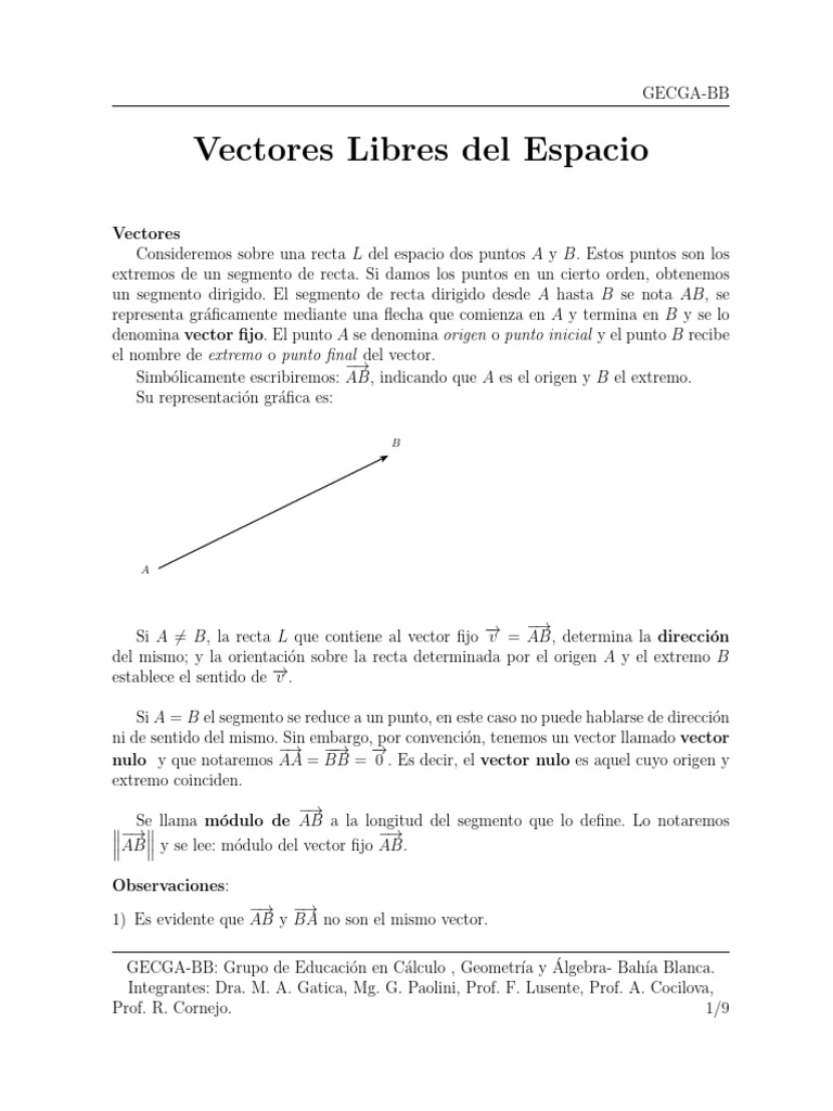 07 VectoresLibresEspacio | PDF | Vector Euclidiano | Base (álgebra lineal)