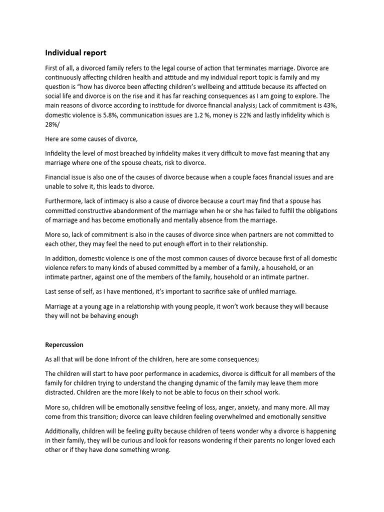 Individual Report of Keren | Download Free PDF | Divorce | Intimate Relationships