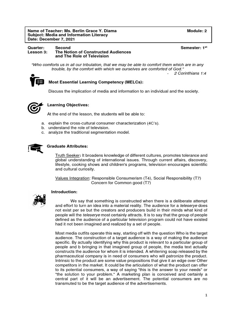 L3 - The Notion of Constructed Audiences and the Role of Television ...