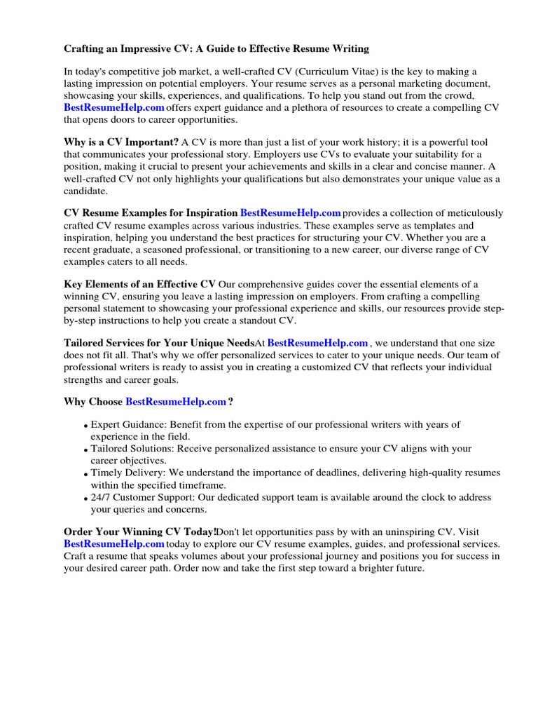 CV Resume Example | PDF | Résumé