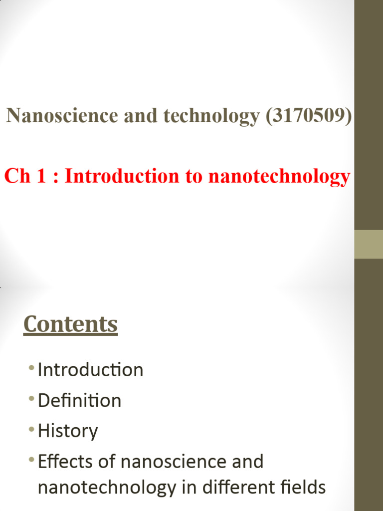 CH 1 Introduction To Nanotechnology (NT) | Download Free PDF | Nanotechnology | Nanoparticle
