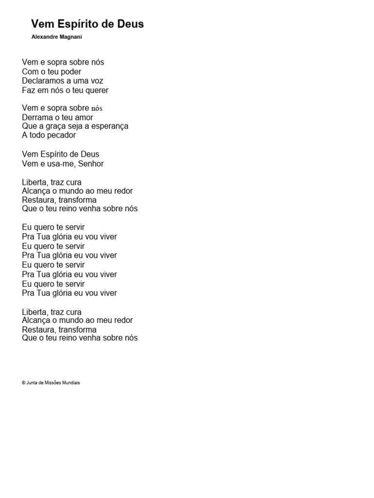 Letra - Hino Oficial Da Campanha JMM 2024 | PDF | Filosofia | Religião e Espiritualidade