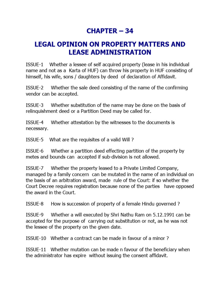 Legal Opinion On Property Matters and | PDF | Will And Testament | Deed