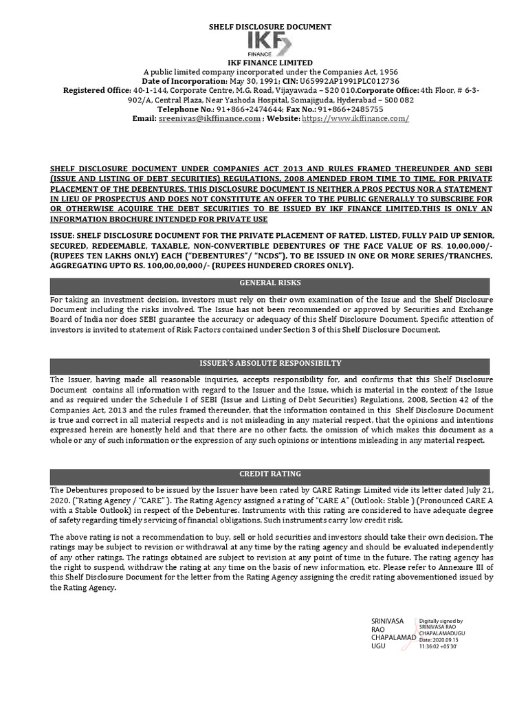 Private Placement Debenture Offer | PDF | Securities (Finance ...