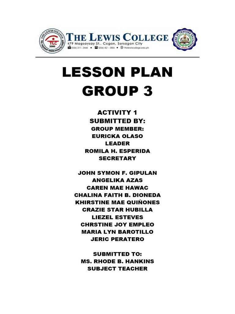 LESSON-PLAN-1-GROUP-3-ACTIVITY-1 | PDF