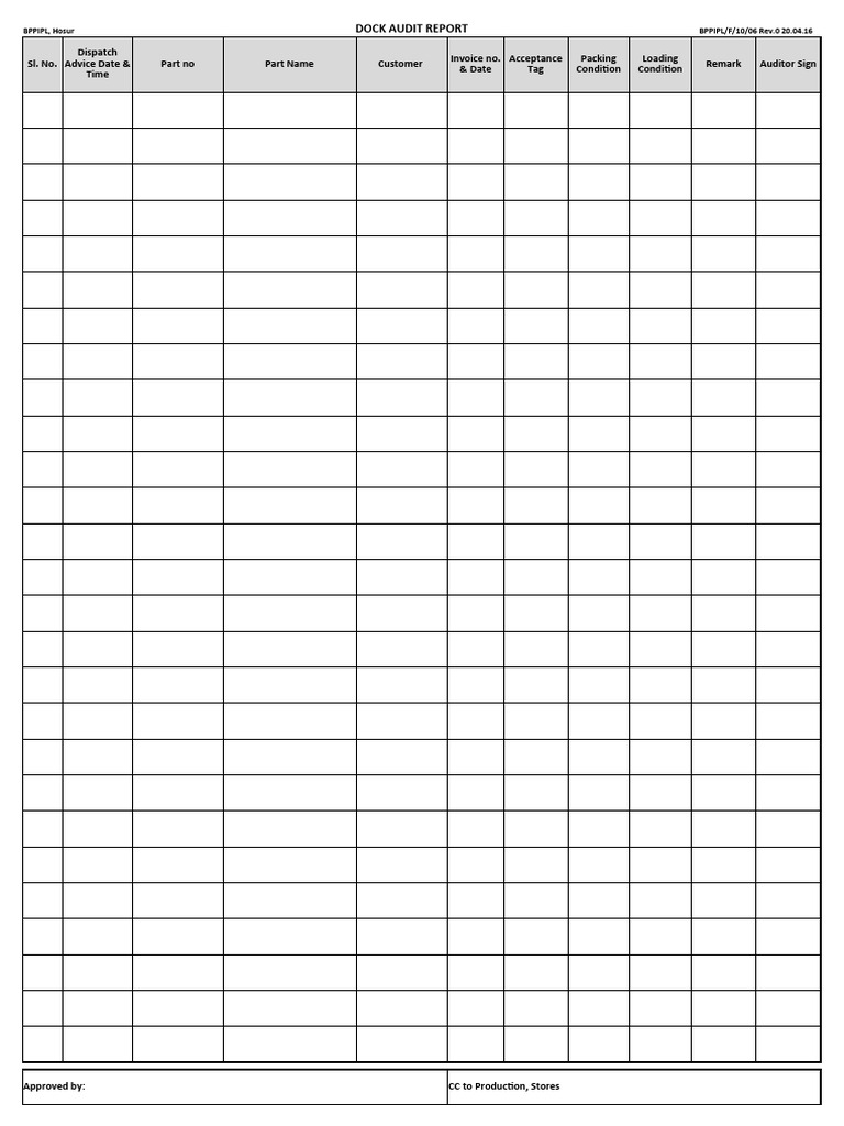 Dock Audit Format | PDF | Finance & Money Management