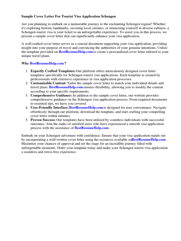 Sample Cover Letter for Schengen Visa | PDF | Travel Visa | Tourism