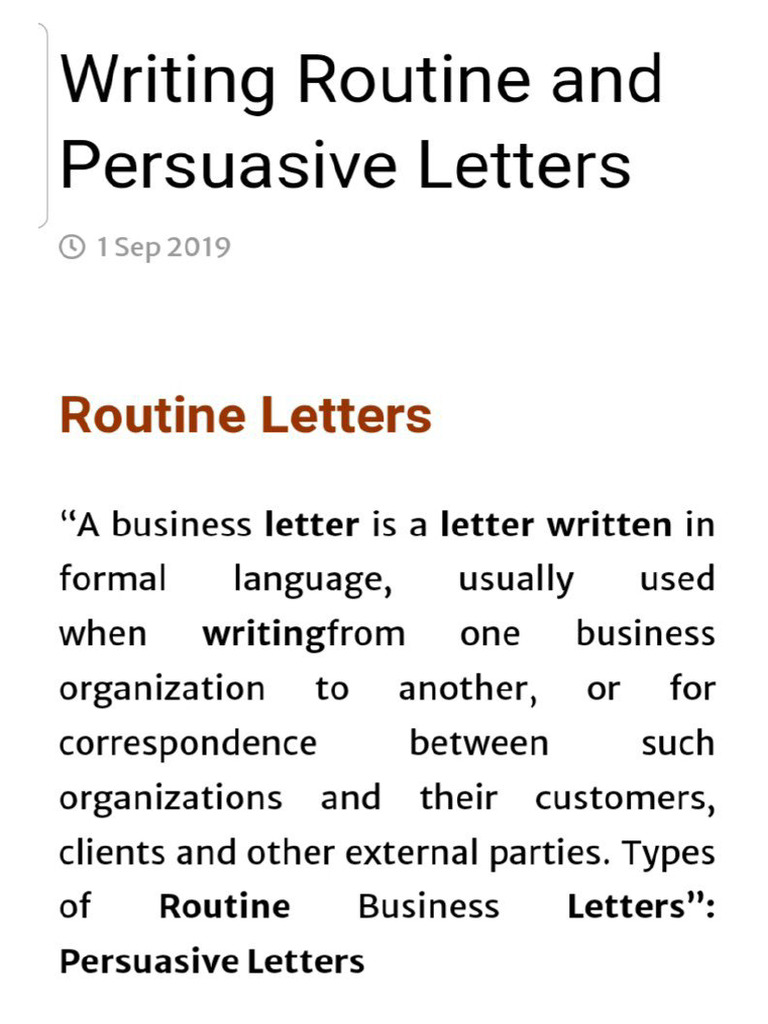 Routine and Persuasive Letters | PDF