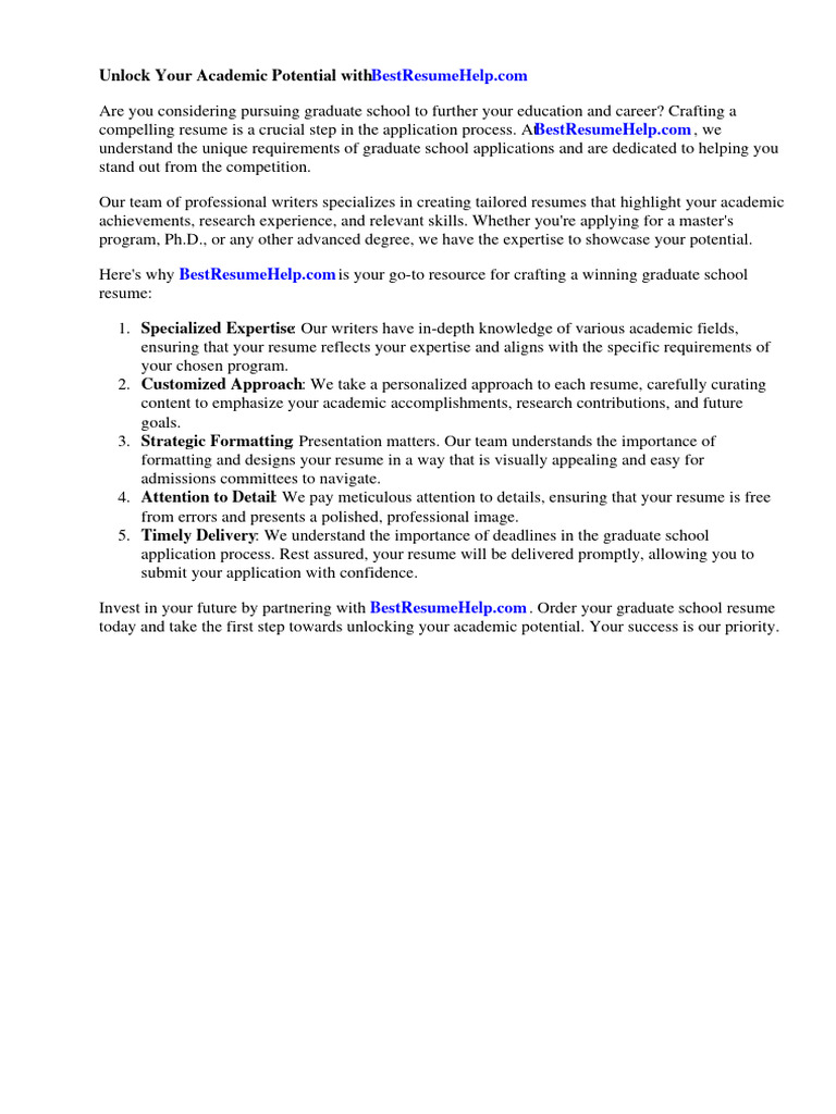 Graduate School Resume Objective | PDF | Résumé | Experience