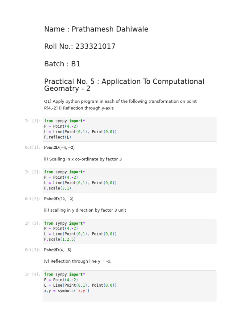 Practical No. 5 | PDF | Operator Theory | Classical Geometry