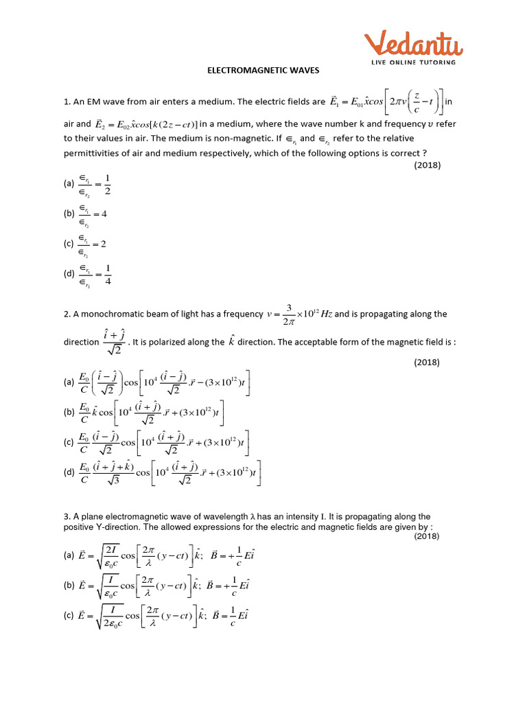 JEE - Physics - Electromagnetic Waves | PDF | Electromagnetic Radiation | Waves