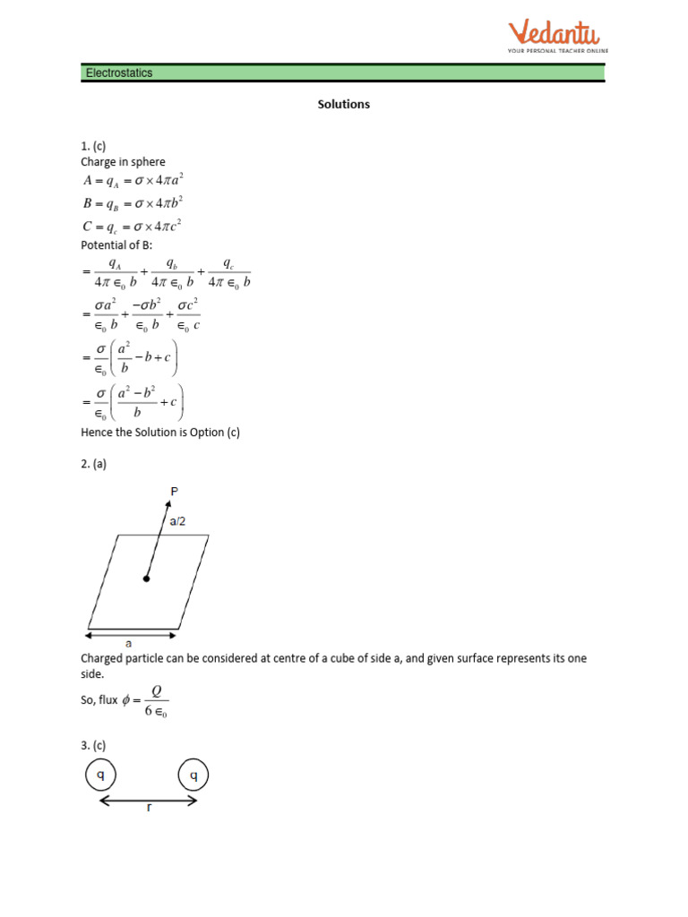 Electrostatics Solutions Guide | PDF | Force | Electrostatics