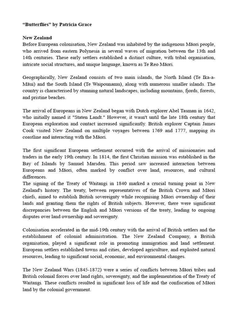 “Butterflies” by Patricia Grace | PDF | New Zealand | Māori People