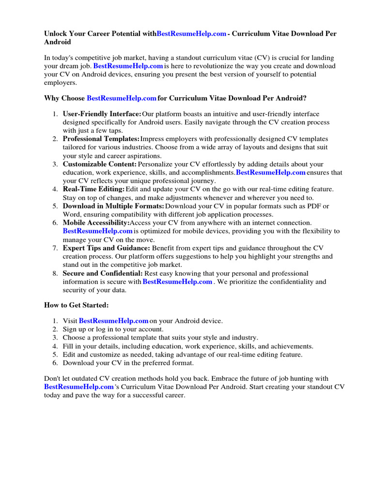 Curriculum Vitae Download Per Android | PDF | Résumé | Android (Operating System)