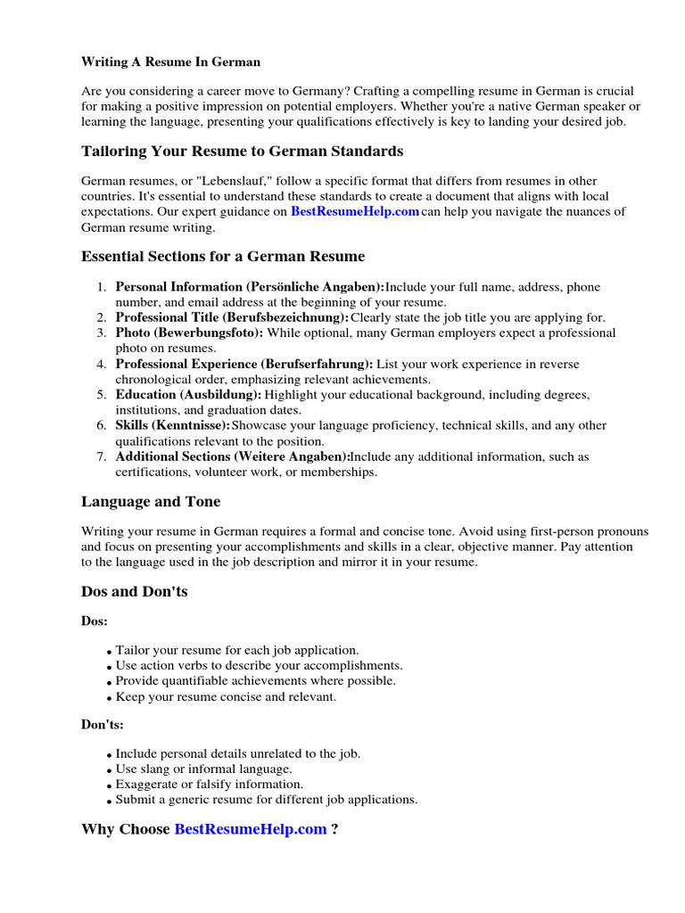 Writing A Resume in German | PDF | Résumé