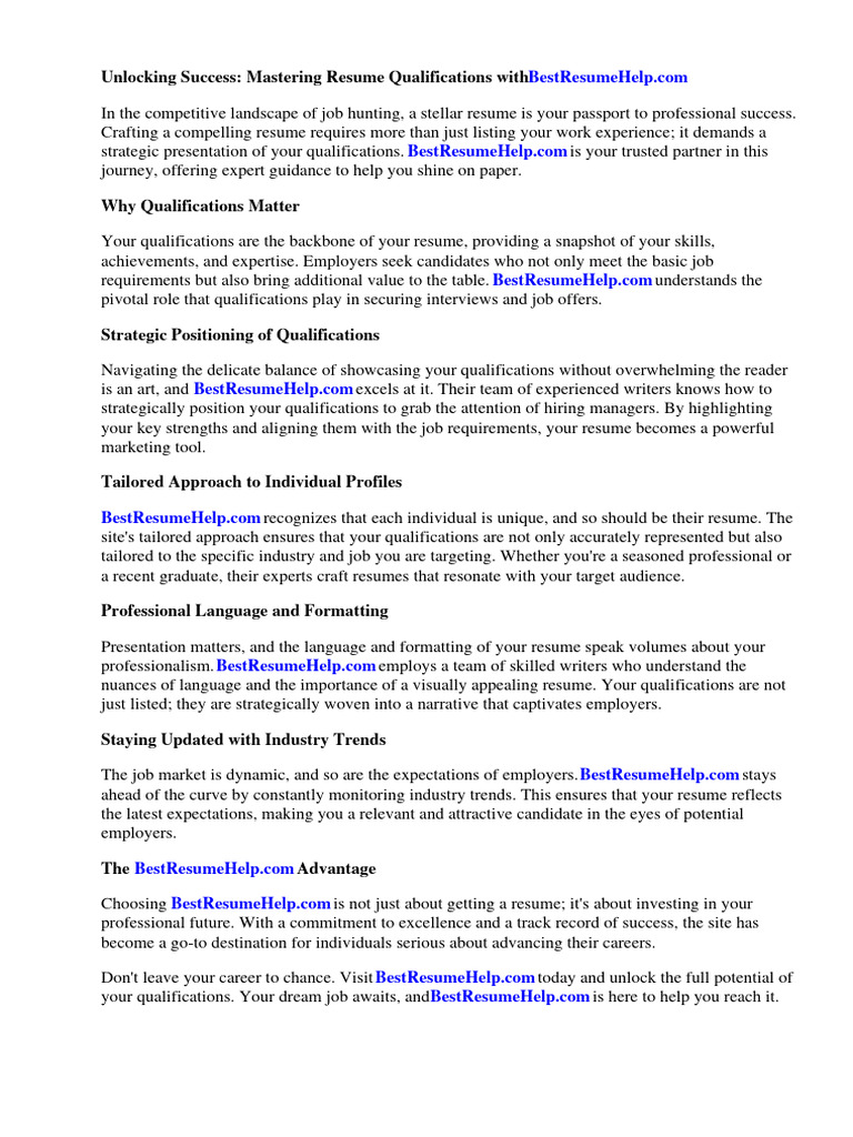 Resume Qualifications | PDF | Résumé