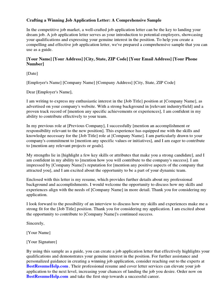 Job Application Letter Sample Download | Download Free PDF | Résumé ...