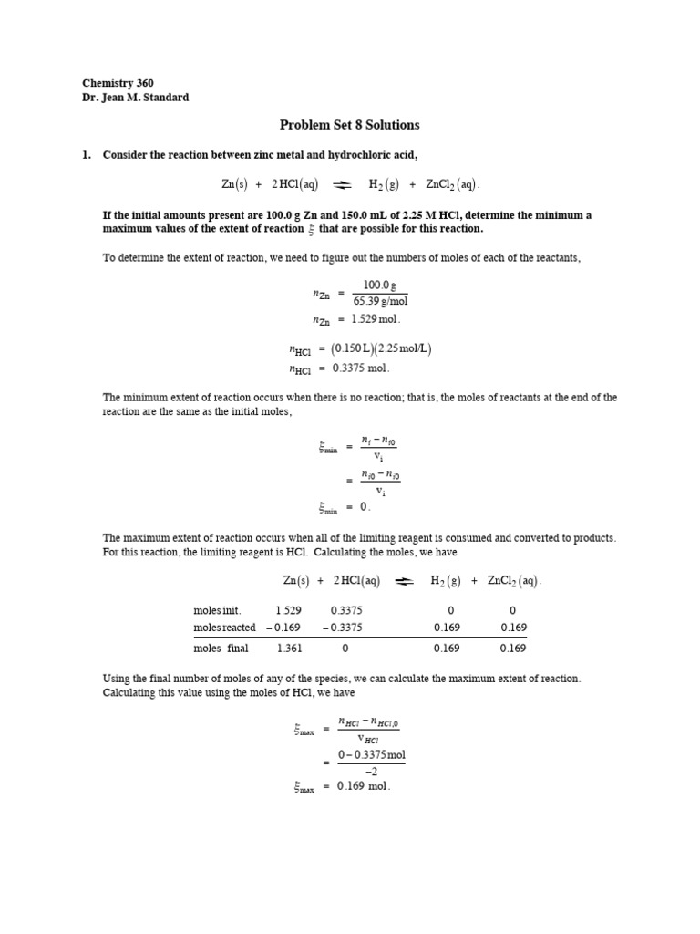 Problem Set 8 Solutions | PDF | Gibbs Free Energy | Stoichiometry