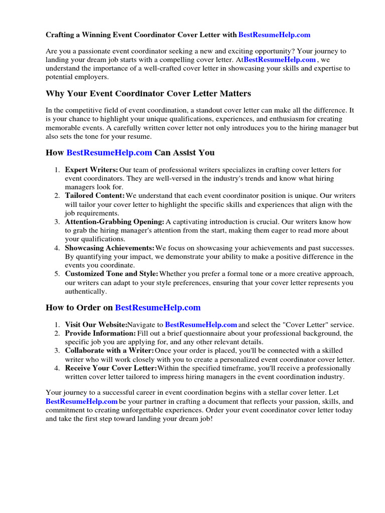 Event Coordinator Cover Letter Guide | PDF | Résumé | Http Cookie