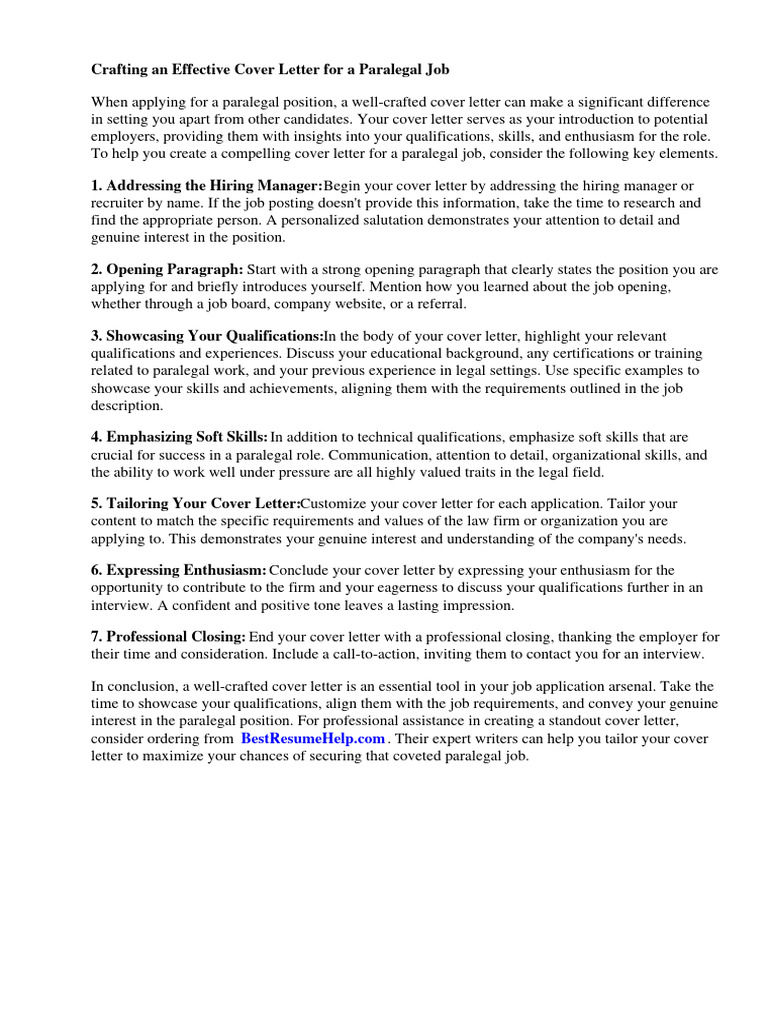 Paralegal Cover Letter Writing Guide | PDF | Paralegal | Lawyer
