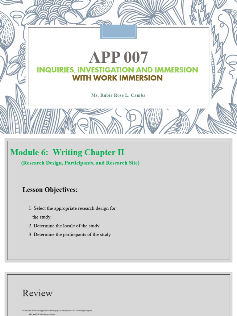 APP 007 Module 6 | PDF | Qualitative Research | Methodology