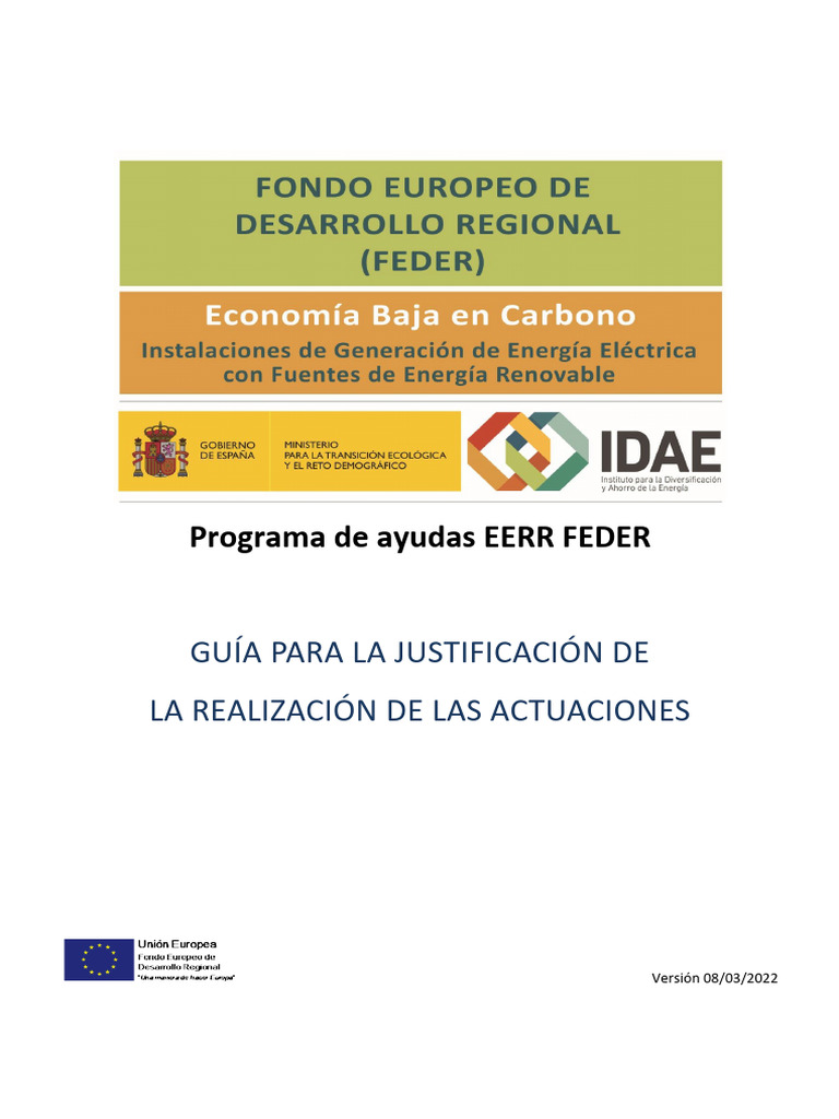 Guia JUSTIFICACION Realizacion Actuaciones FEDER EERR ELE 2022 03 08 | PDF | Contabilidad ...