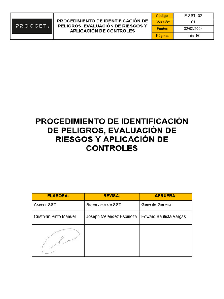 P-SST-02 PROCEDIMIENTO DE IPER | PDF | Seguridad y salud ocupacional | Riesgo