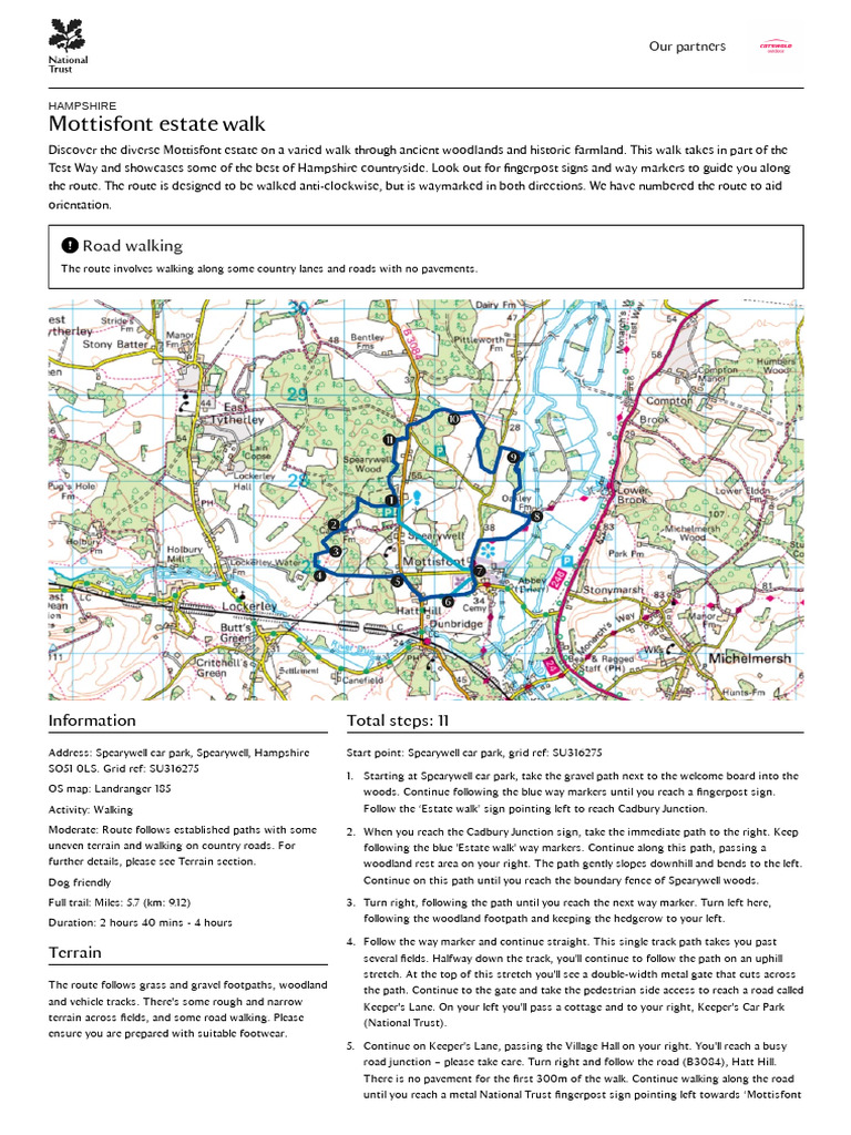 Mottisfont Estate Walk Walking | PDF | Road | Trail