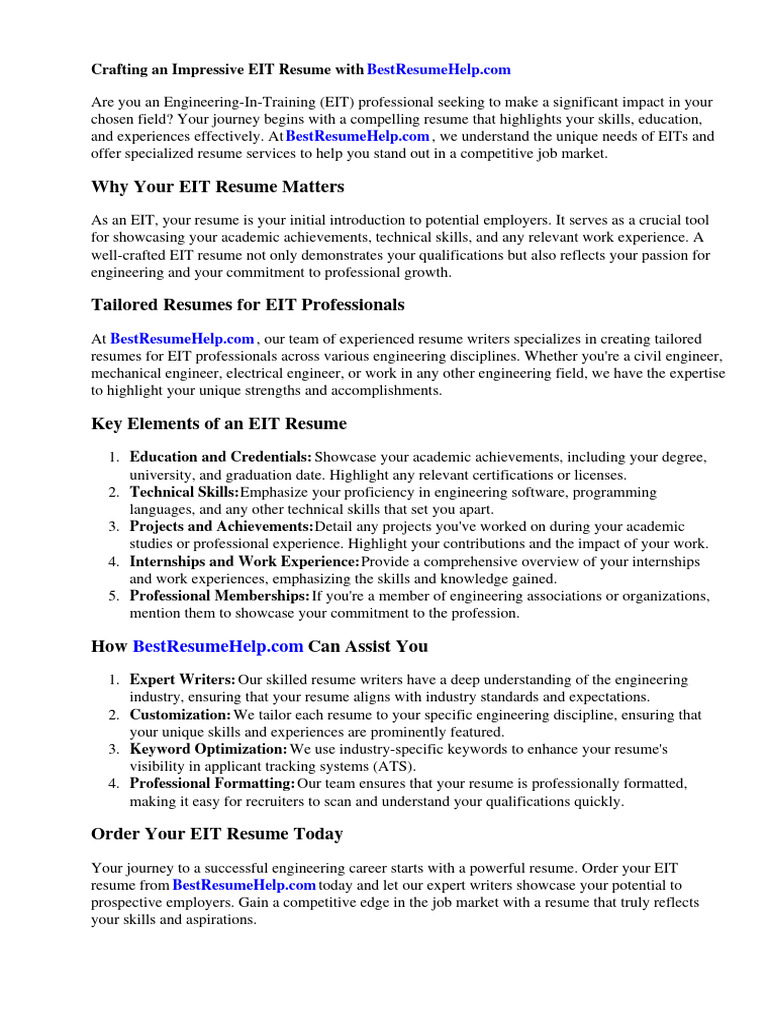 Eit Resume | PDF | Résumé | Engineering