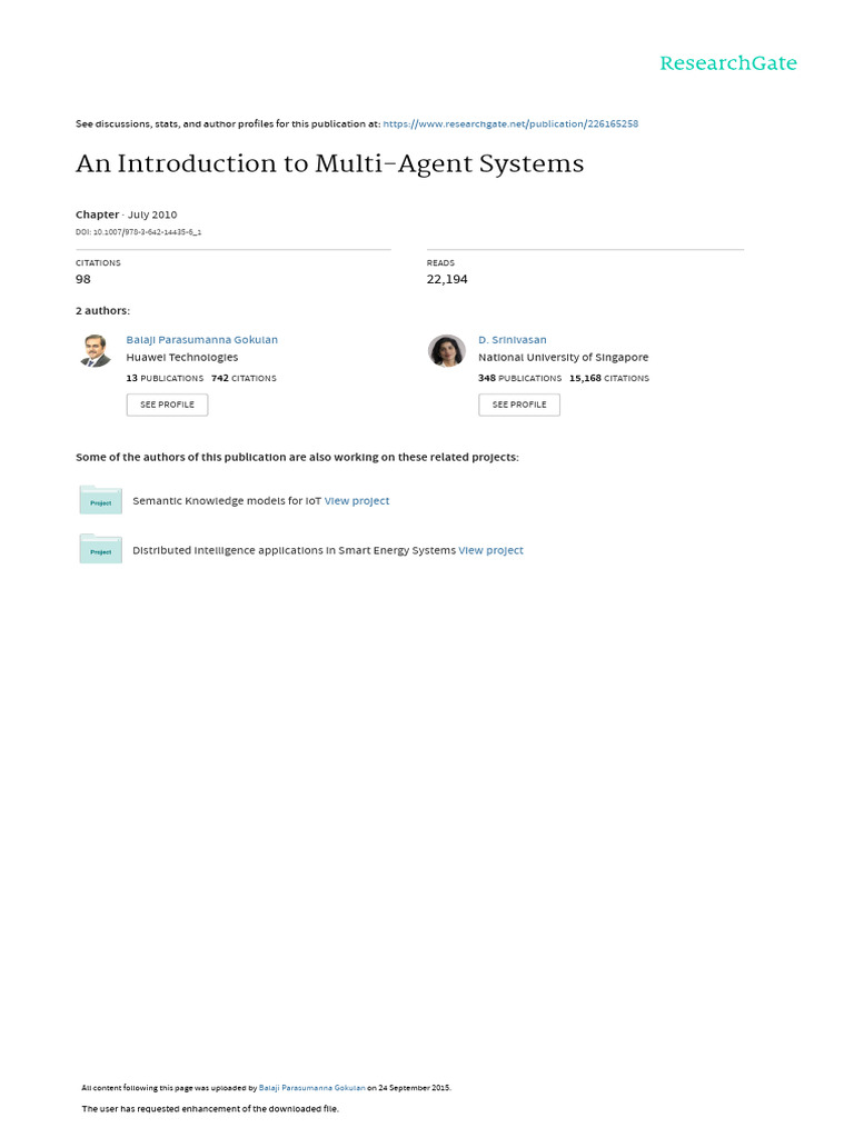 An Introduction To Multi-Agent Systems: July 2010 | PDF | Computers
