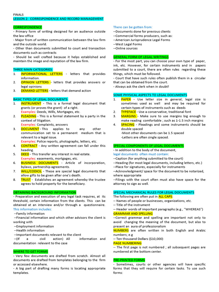 Finals - Lesson 2 P1-Reviewer | PDF | Records Management | Justice