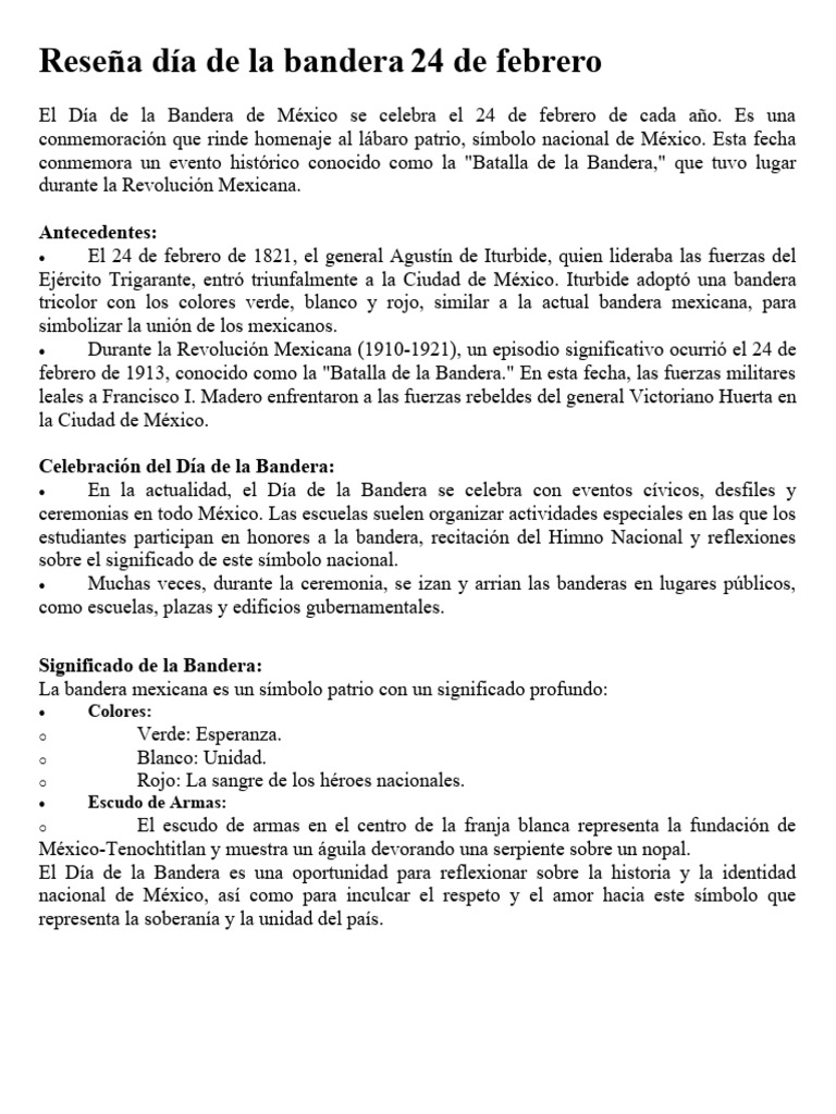 Reseña día de la bandera 24 de febrero | PDF