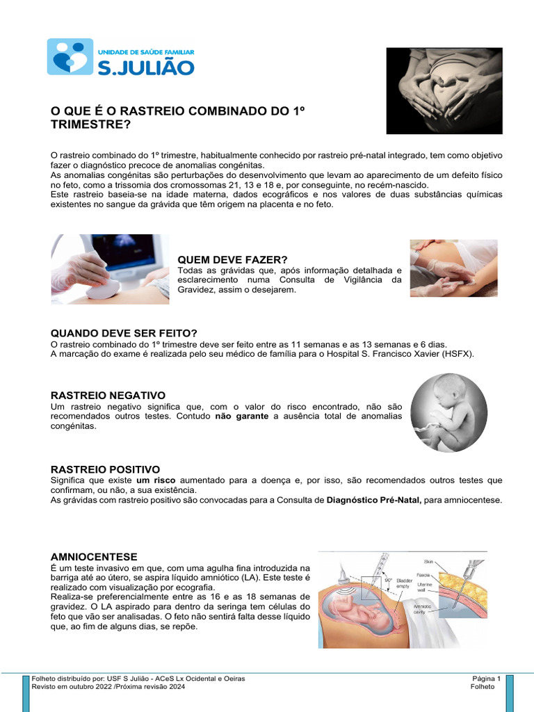 pdf.6 - RASTREIO COMBINADO DO 1º TRIMESTRE | PDF | Gravidez | Medicina Clínica