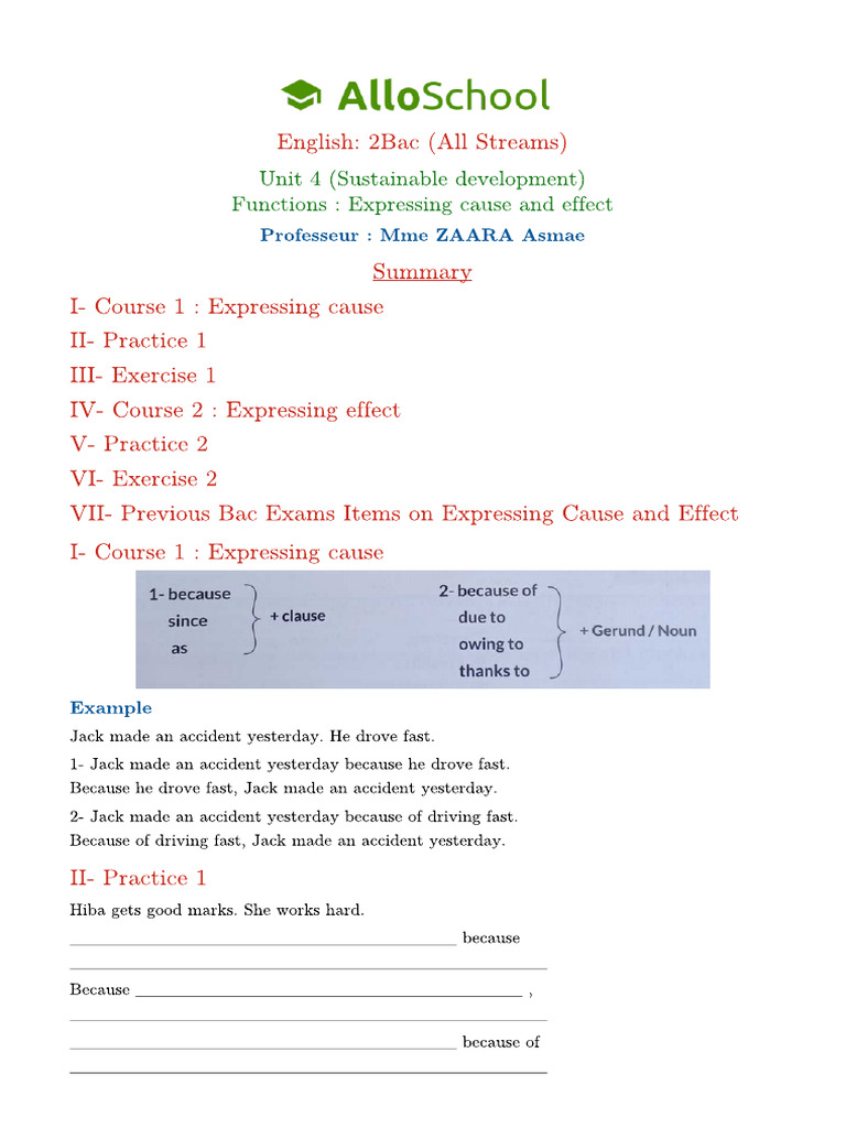 Functions 4 Expressing Cause and Effect | PDF