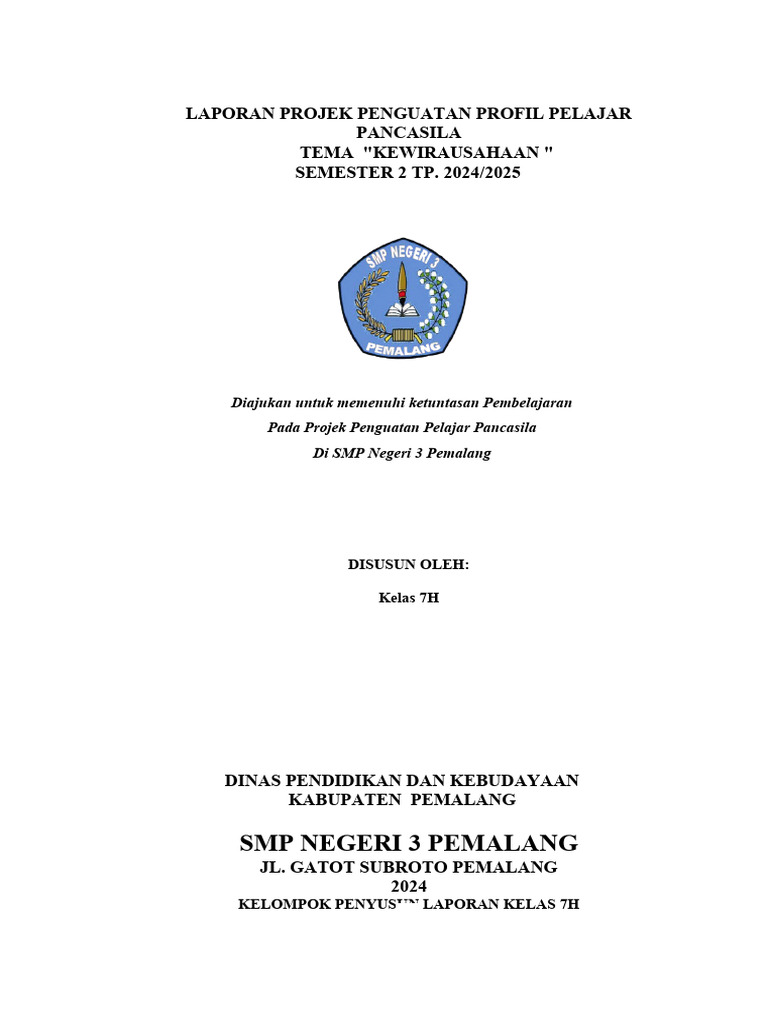 LAPORAN P5 BANGUNLAH JIWA DAN RAGANYA smp3 | PDF