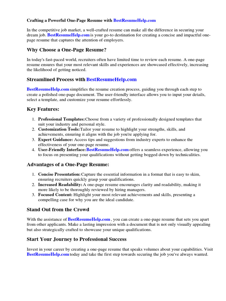 One Page Resume | PDF