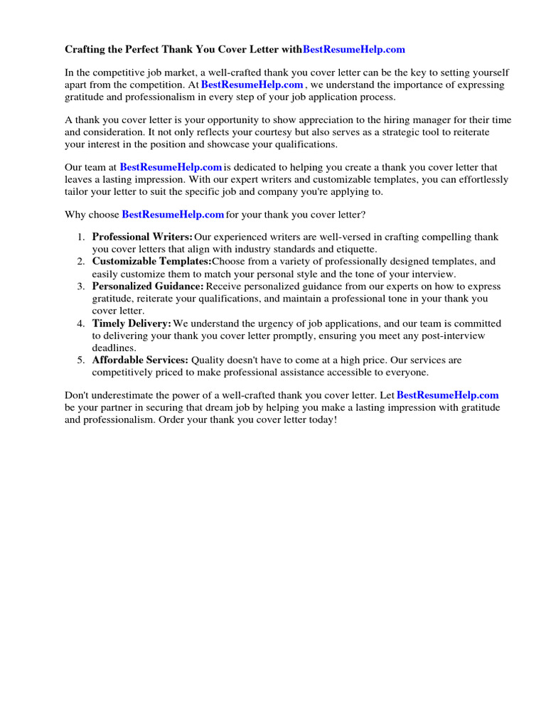 Thank You Cover Letter | PDF | Gratitude