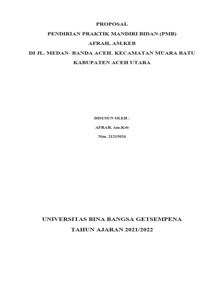 Proposal PMB Afrah | PDF | Kesehatan Holistik