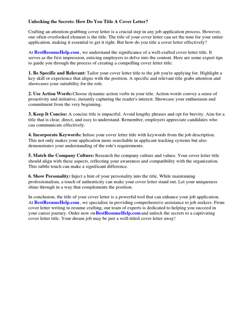 How Do You Title A Cover Letter | PDF | Résumé
