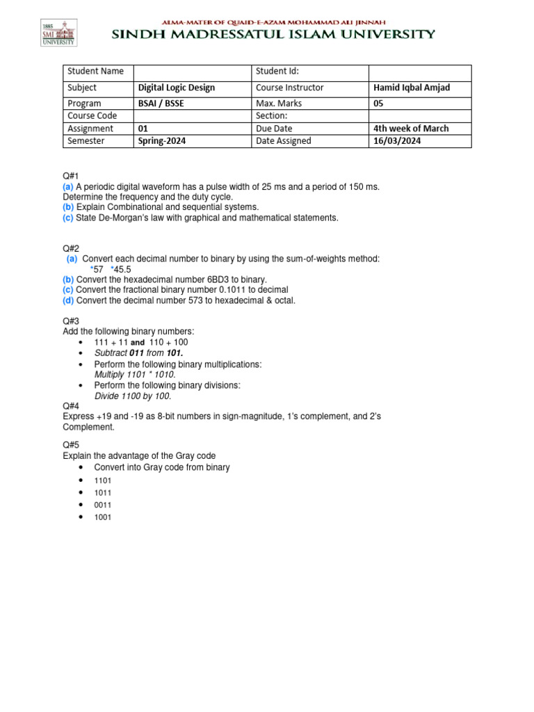 Assignment-1 DLD | PDF
