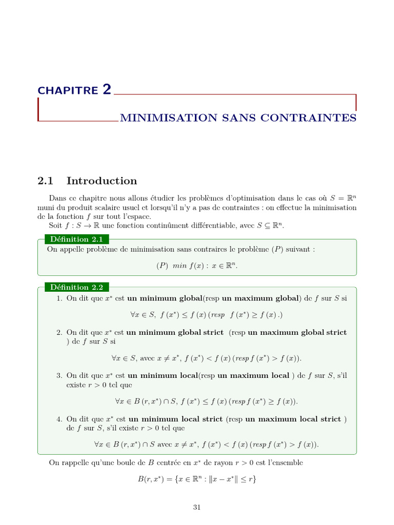 Minimisation Sans Contraintes | PDF | Optimisation mathématique ...