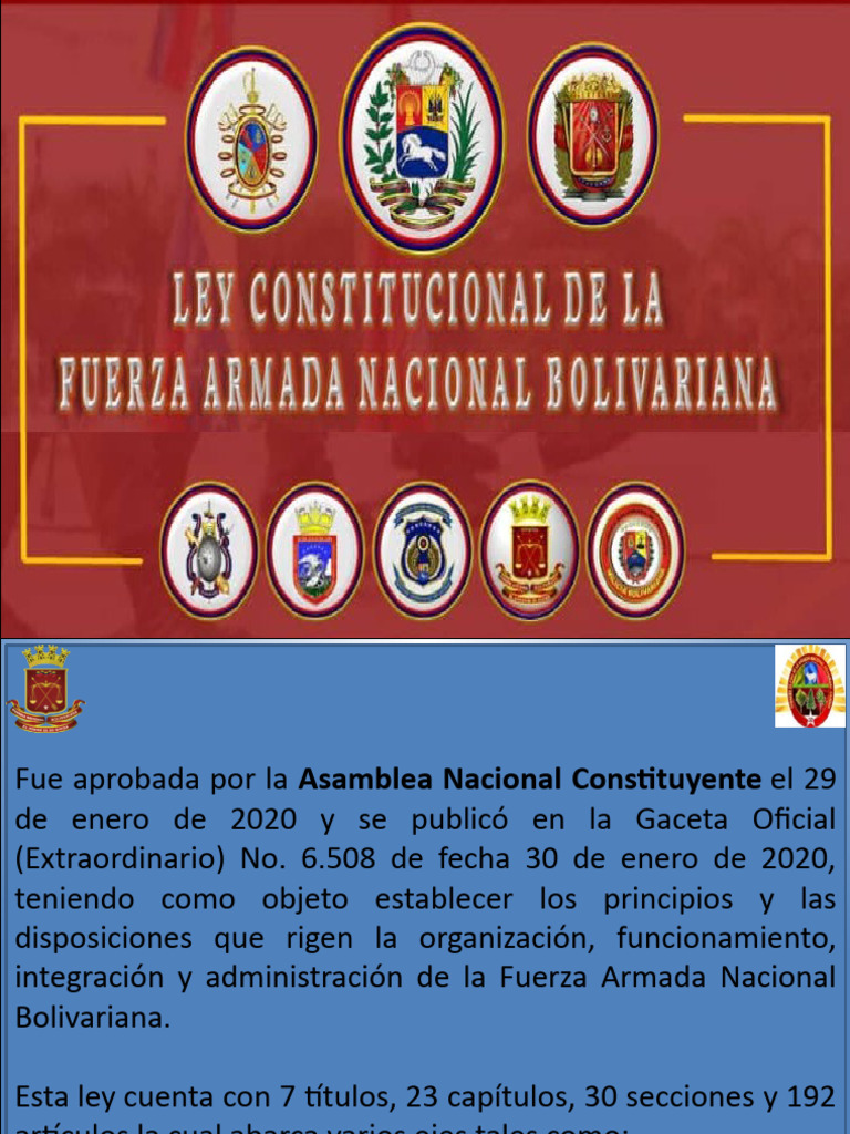 Ley de la Fuerza Armada Nacional Bolivariana | PDF | Militar | Gobierno
