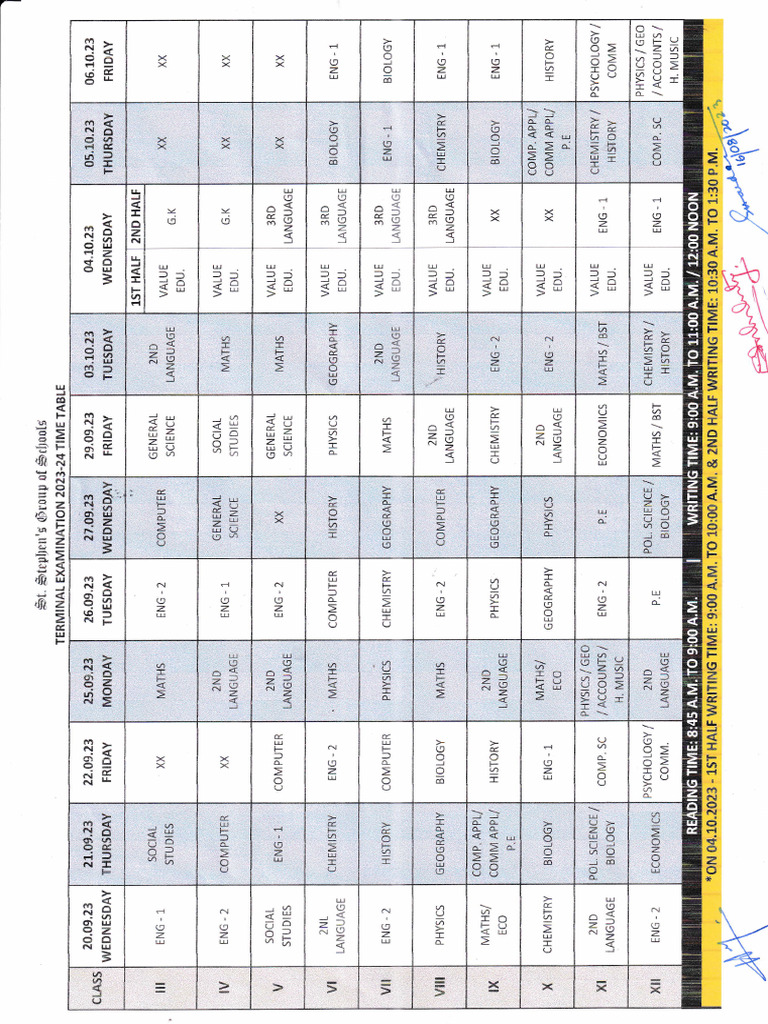 Terminal Examination Time-Table 2023-24_20230817_0001 | PDF