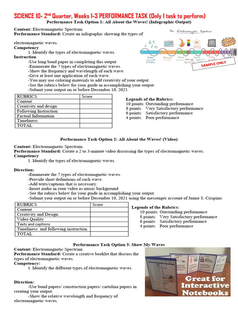Sci.10 PT Weeks 1-3 - 2nd Quarter | Download Free PDF | Waves | Rubric ...