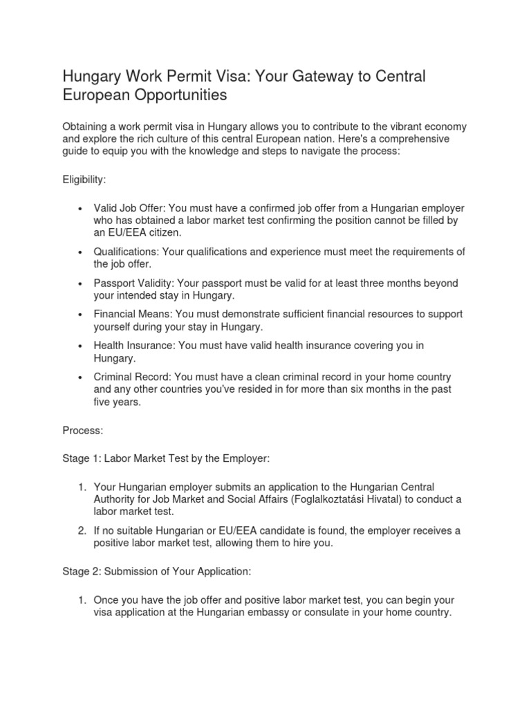 Hungary Work Permit VISA | PDF | Travel Visa | Criminal Record