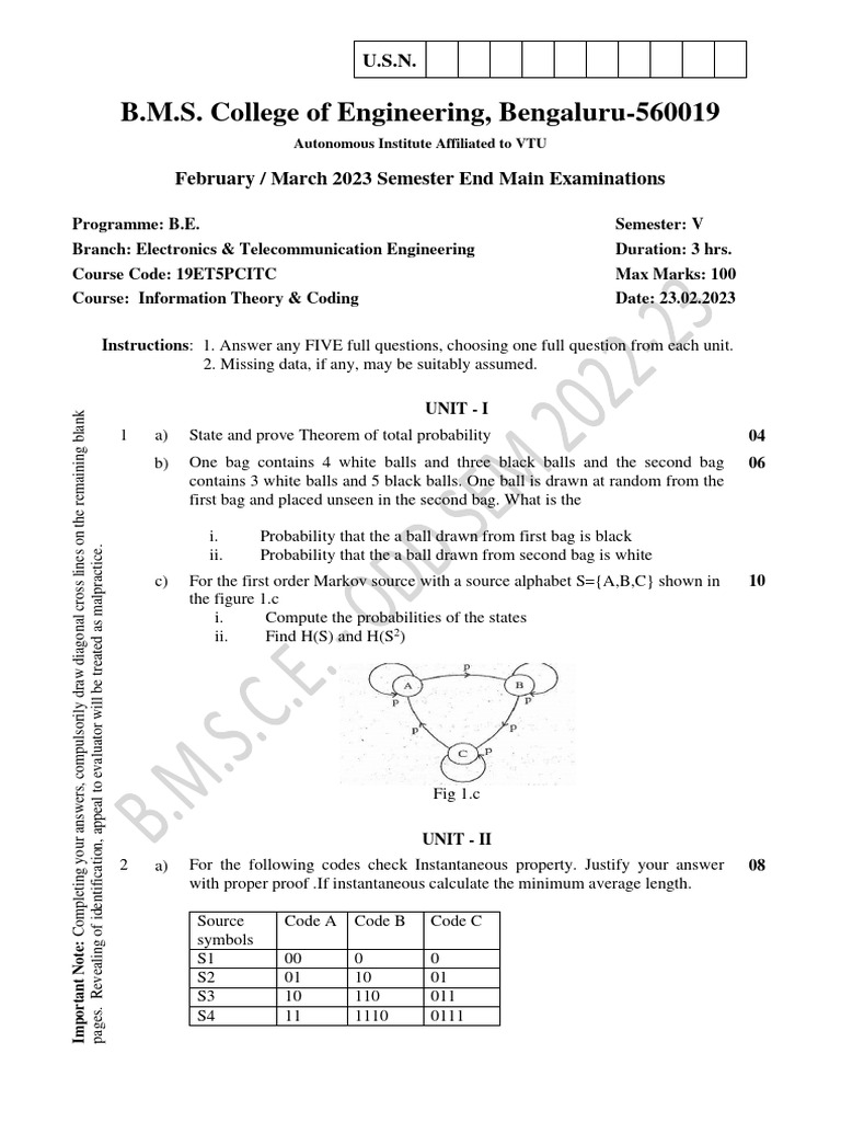 G1002 Information Theory Exam Paper | PDF