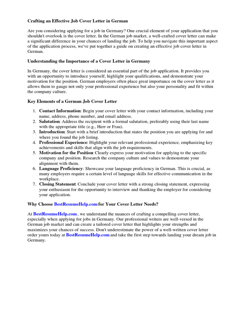 German Job Cover Letter Guide | PDF | Résumé