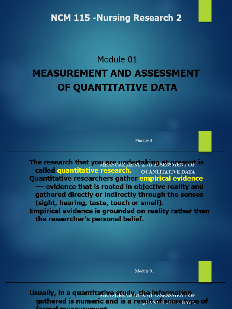 Lecture NR2 01 Measurement and Assessment of Quantitative Data Sy 2023 ...